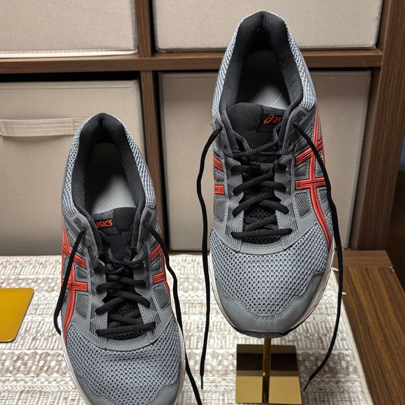 Asics | Shoes | Asics Gray And Red Athletic Shoes | Poshmark